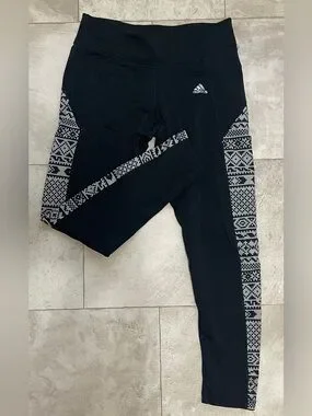 adidas | Pants & Jumpsuits | Adidas Black Leggings With Gray Patterned ...